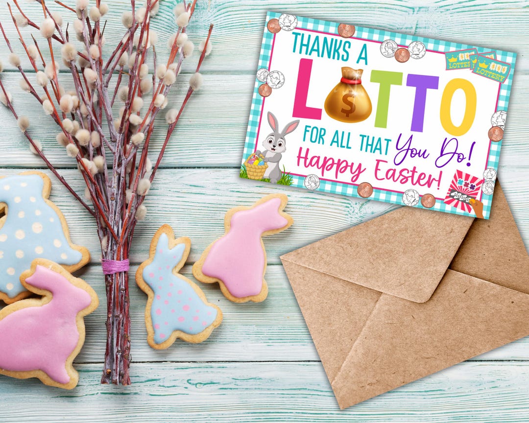 Thanks A Lotto Easter Gift Tag, Easter Lottery Ticket Gift Tag, Easter ...