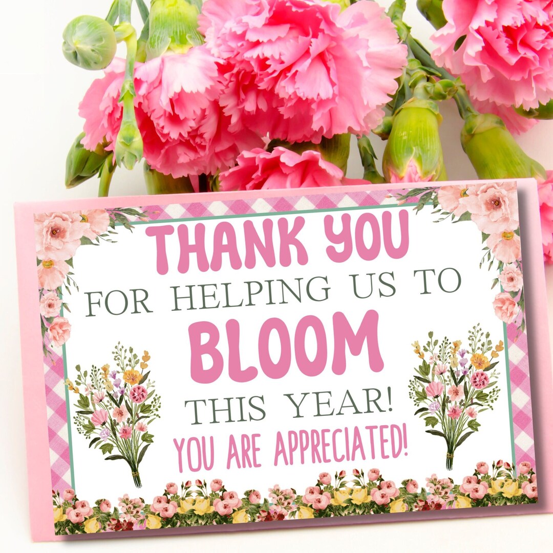 Thank You for Helping Us to Bloom, Thank You Tag, Teacher Appreciation ...