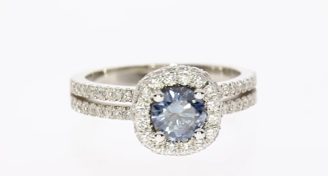 2 CT Grey Moissanite Round Cut Engagement Ring Two Tone Dual Band Ring ...