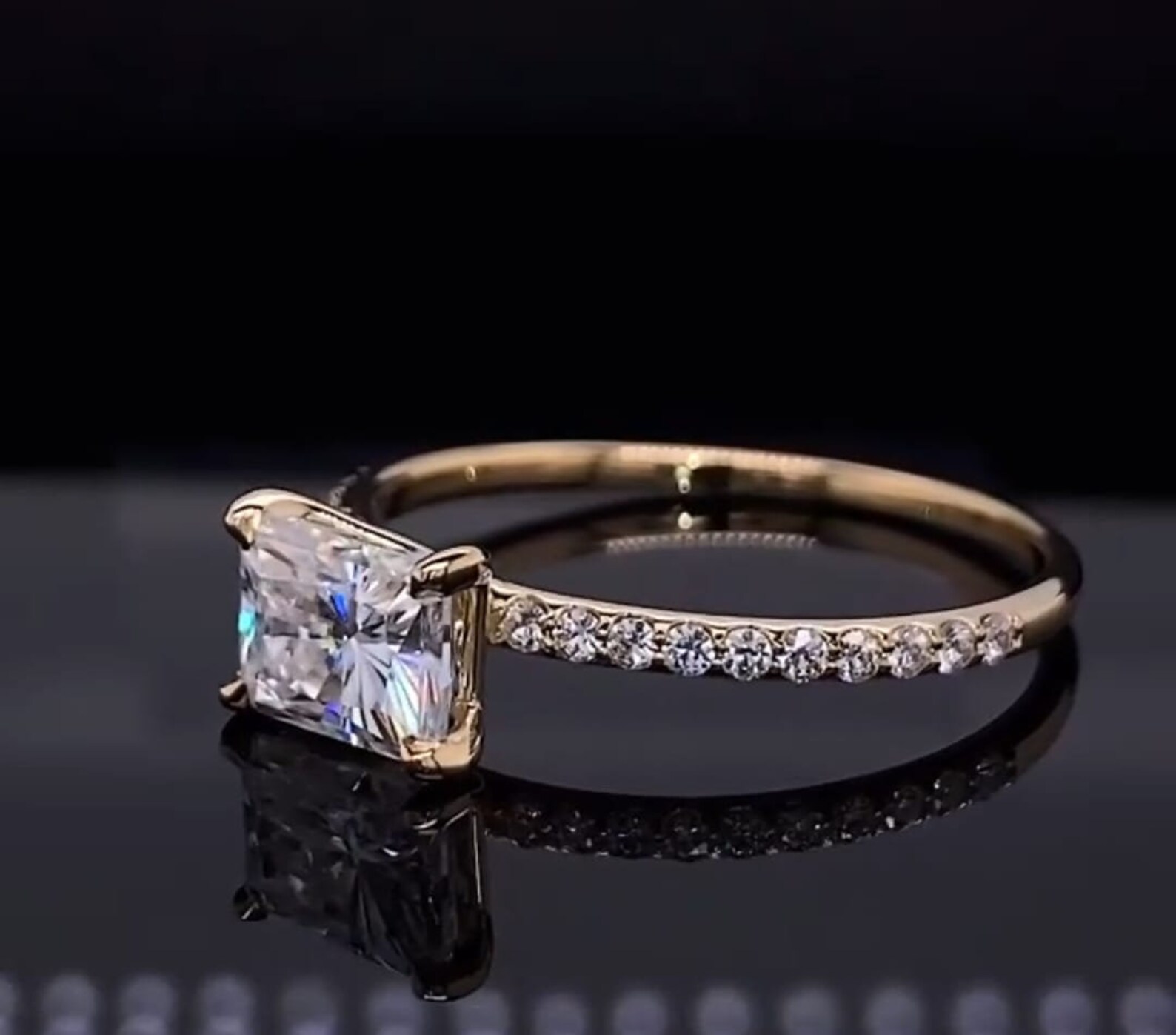 1.5 CT Radiant Cut Certified Moissanite Diamond Ring 10K 14K 18K Solid ...