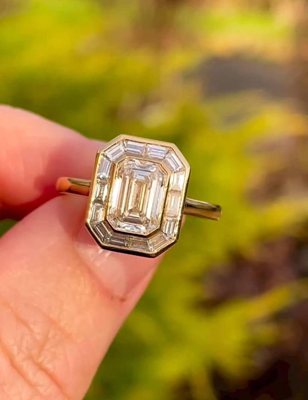 Ice Crushed 3 CT Emerald Cut Diamond Ring 10K 14K 18K Solid White ...