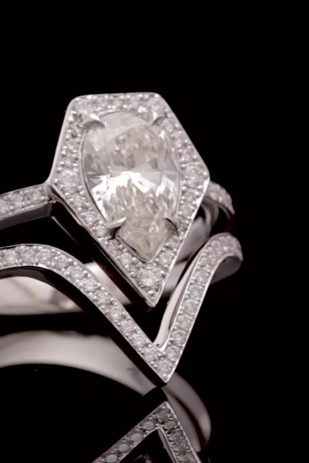 3 CT Pear Cut Moissanite Diamond Ring, Dual Band Ring, 10K 14K 18K ...