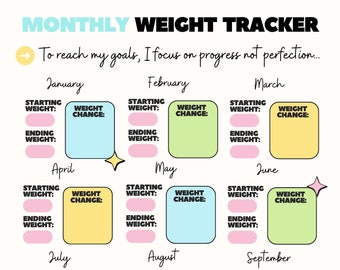 Weight Loss Journal Tracker Planner Workout Fitness Printable Digital ...