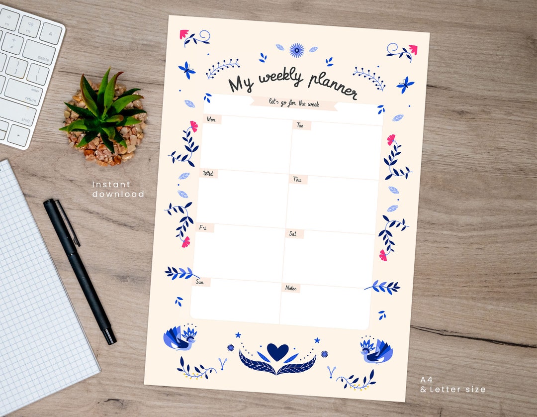 Boho Weekly Planner Printable, Weekly Schedule - Etsy