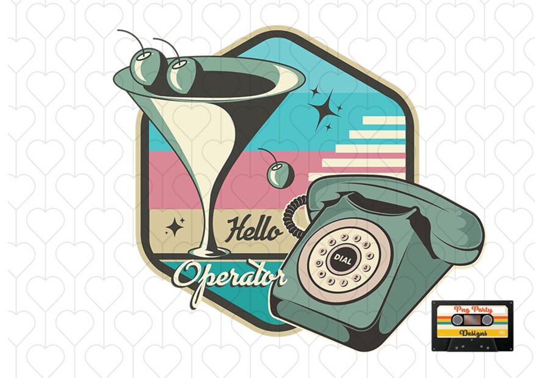 50s Vintage Theme Martini Telephone Classic Throwback Bar Decor Diner ...