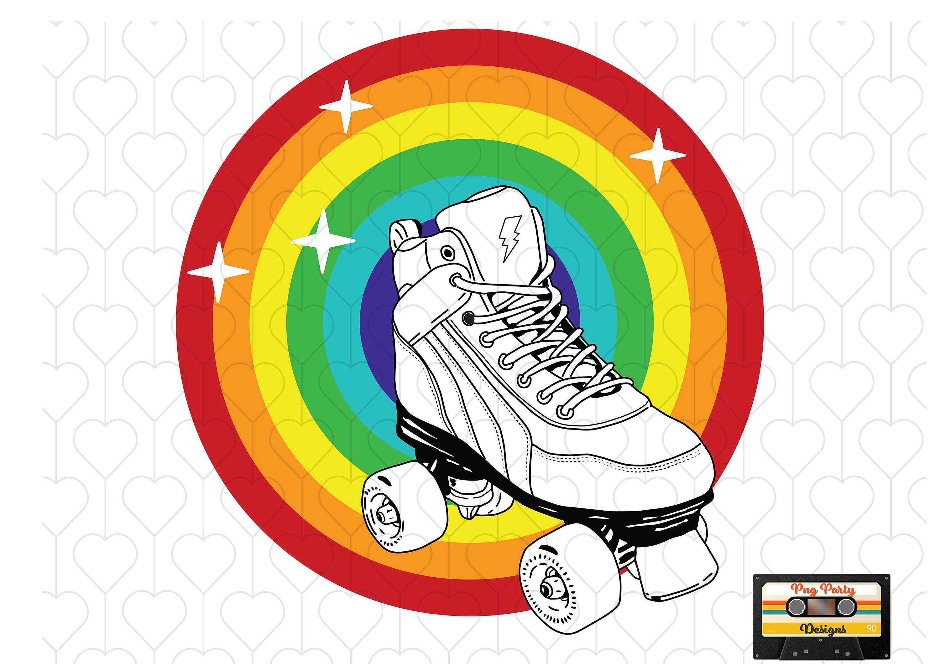 80s Retro Roller Skates Clipart 1980s Nostalgia Rainbow Disco Party ...