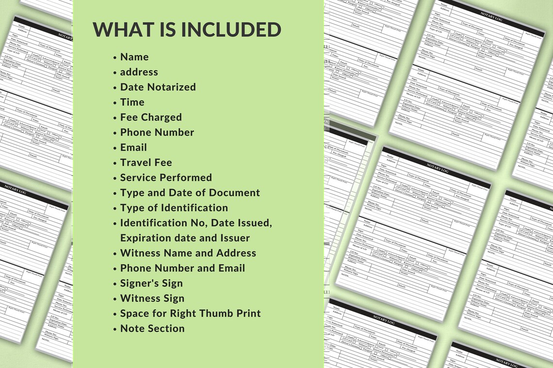 Printable Notary Log Template for Notary Signing Agent Public General ...