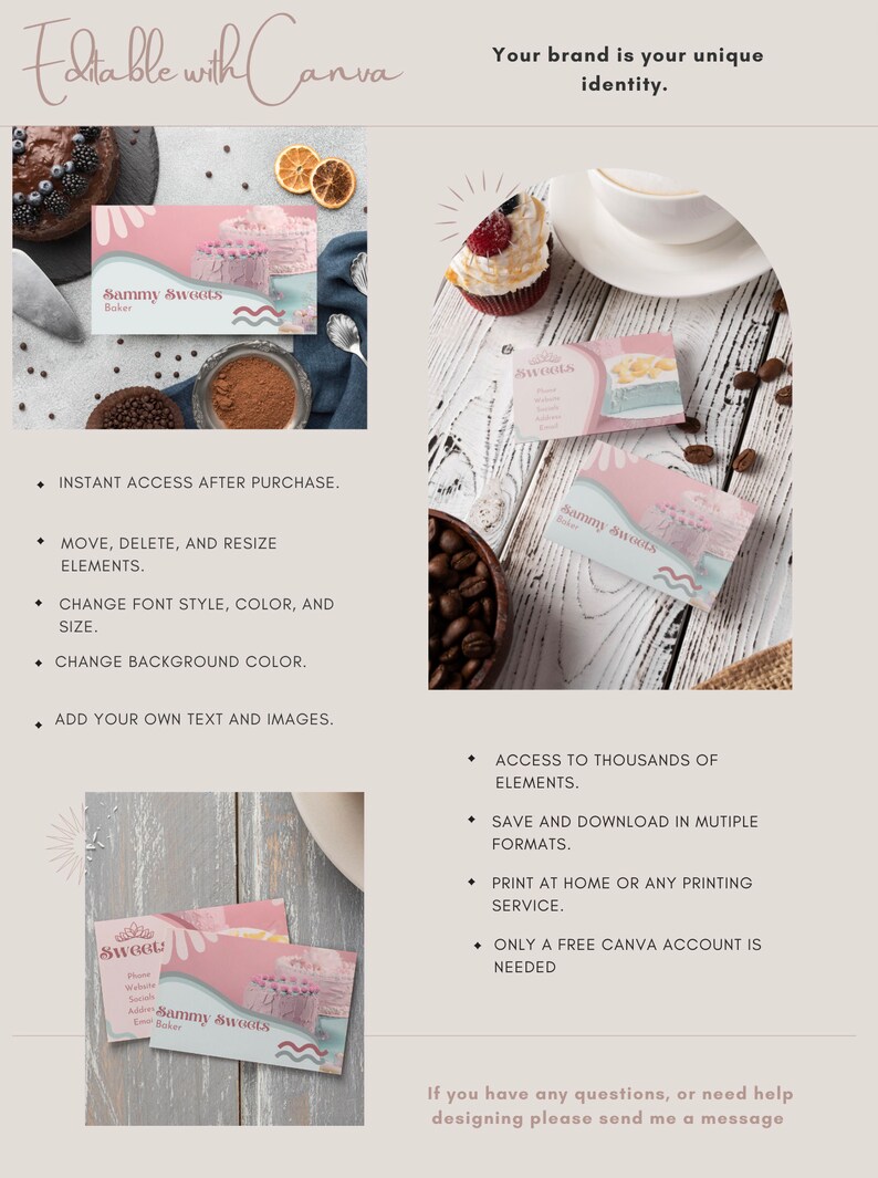 Editable Baker Business Card Template - Etsy