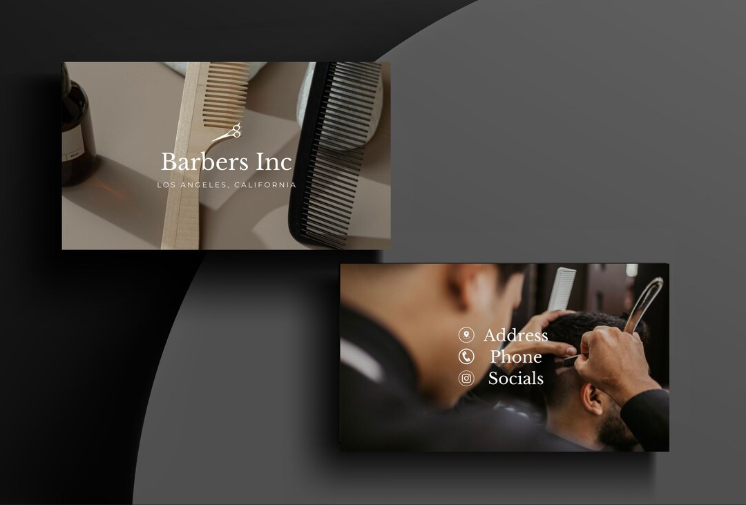 Editable Barber Business Card Template - Etsy