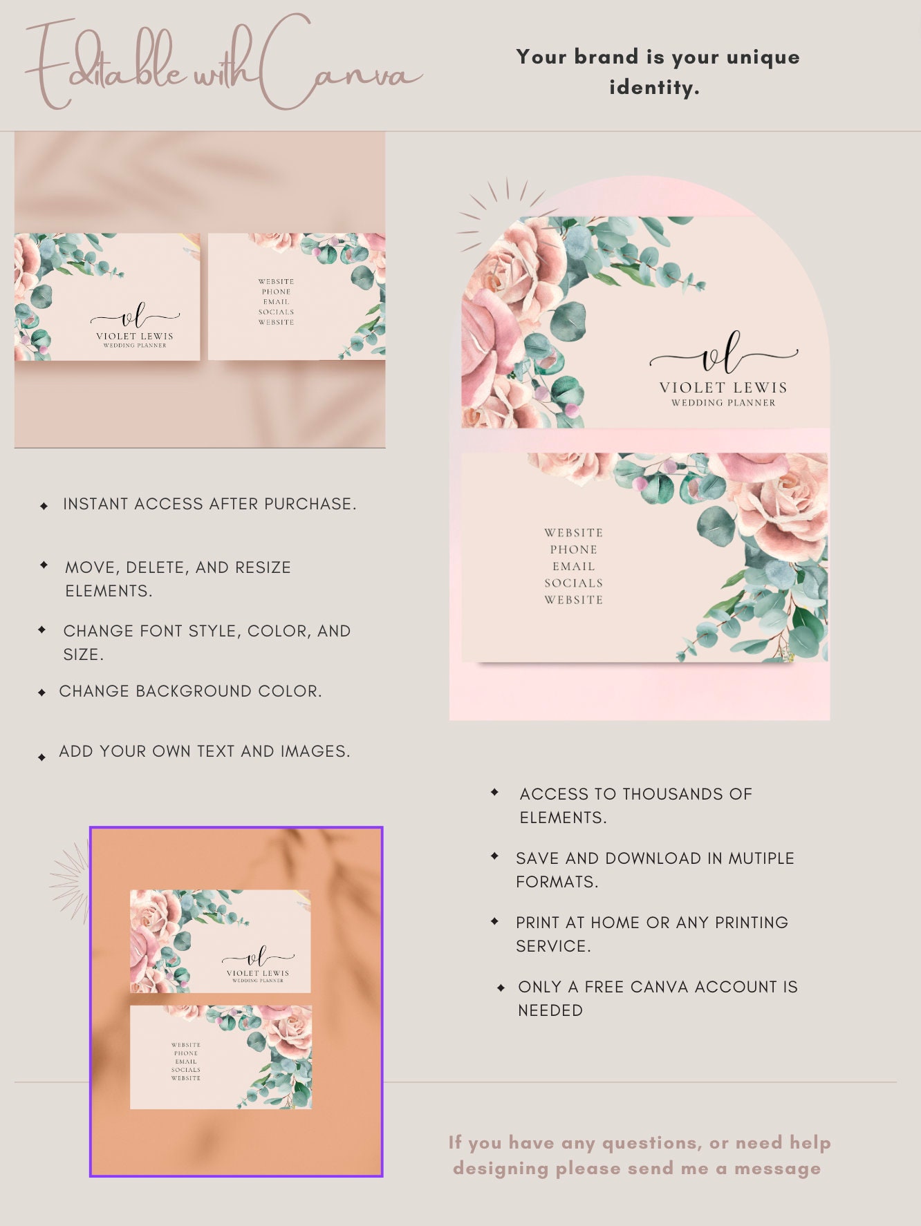 Editable Wedding Planner Business Cards - Etsy