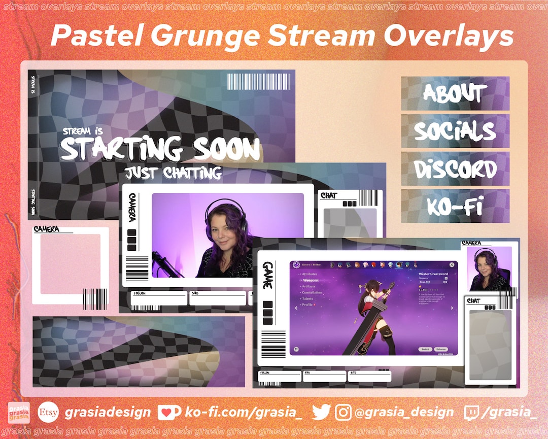 Pastel Grunge Checker Overlay Stream Pack Twitch Grunge - Etsy