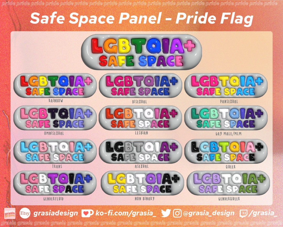 LGBTQIA+ Safe Space Stream Panels - Twitch - 3D Pride Panels - Etsy