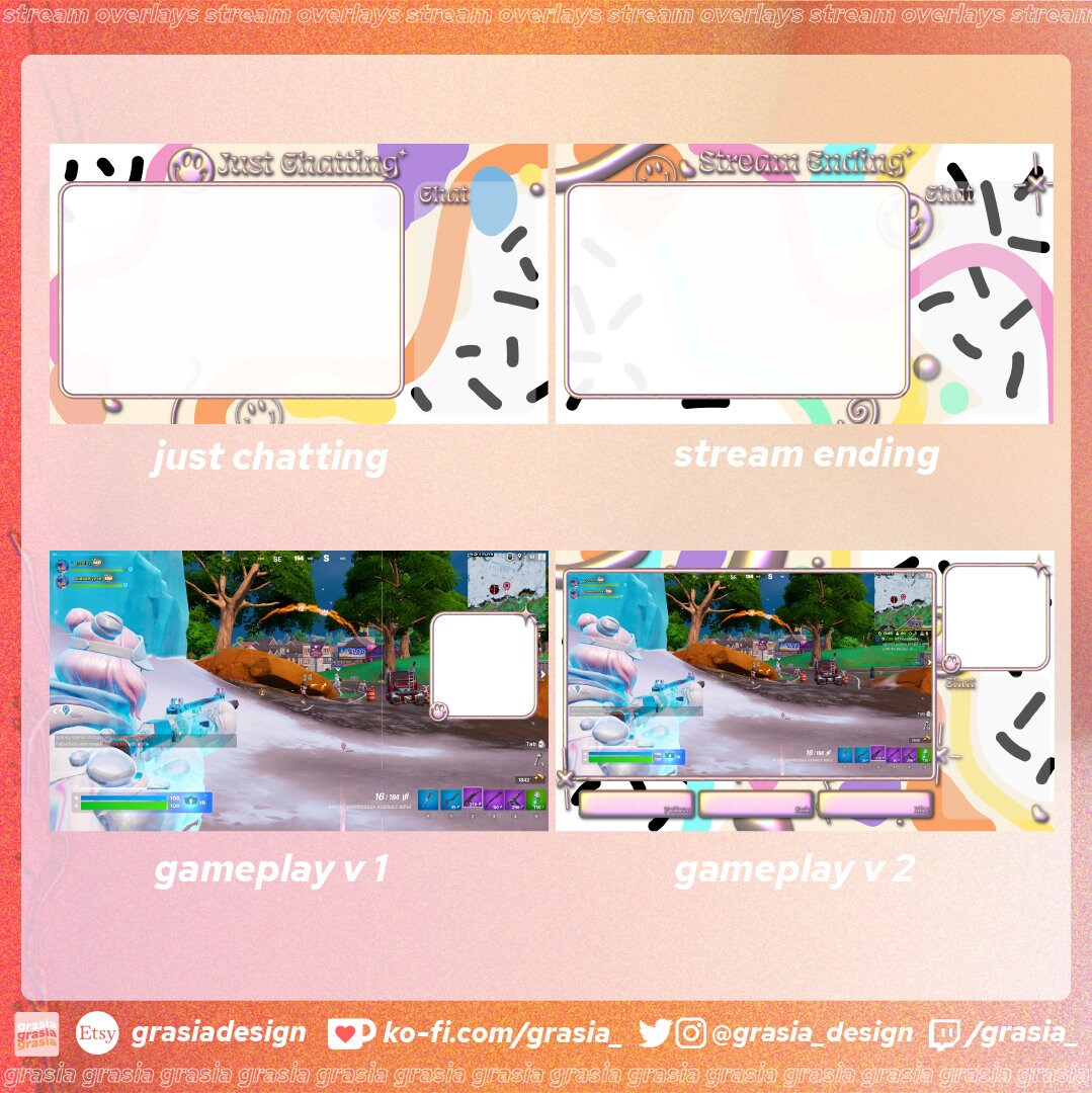 90s Vibe Colourful Overlay Set - Twitch - 3D Metallic Set With Banners ...