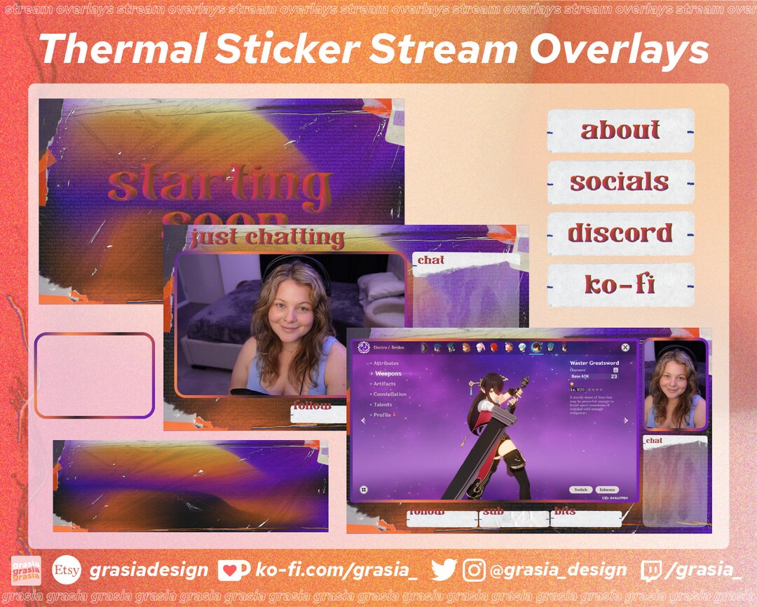 Thermal Sticker Stream Overlay Set Twitch Thermal, Orange and Purple ...