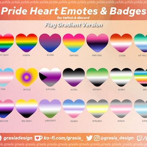 LGBTQIA+ Pride Heart Emotes and Badges - Twitch - Pride Assest - Etsy