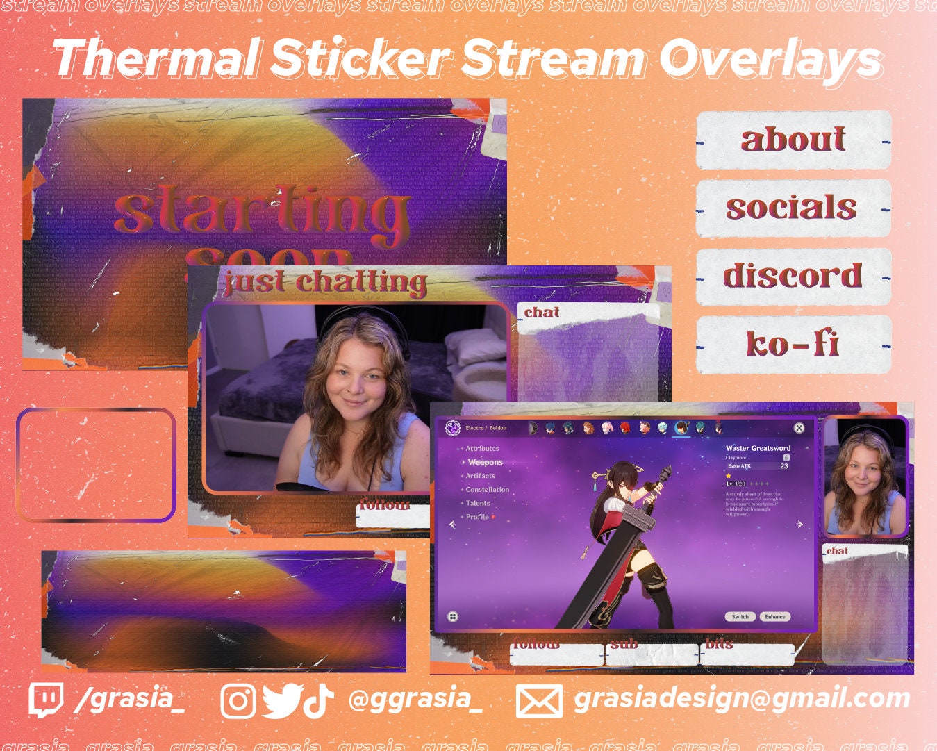 Thermal Sticker Stream Overlay Set Twitch Thermal Orange - Etsy Australia