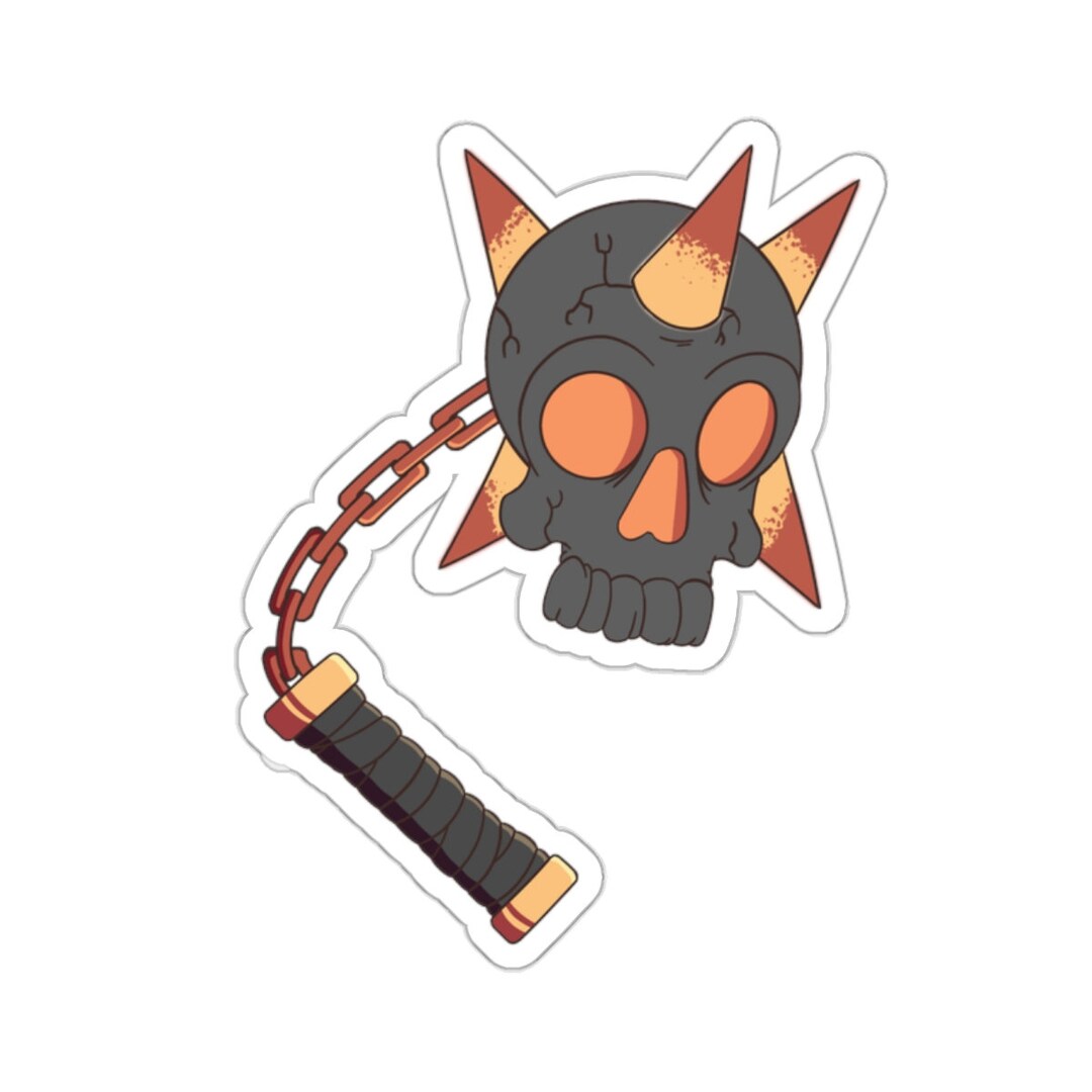 Molten Skull Flail Sticker, Dark Fantasy Magma Weapon Vinyl Decal for ...
