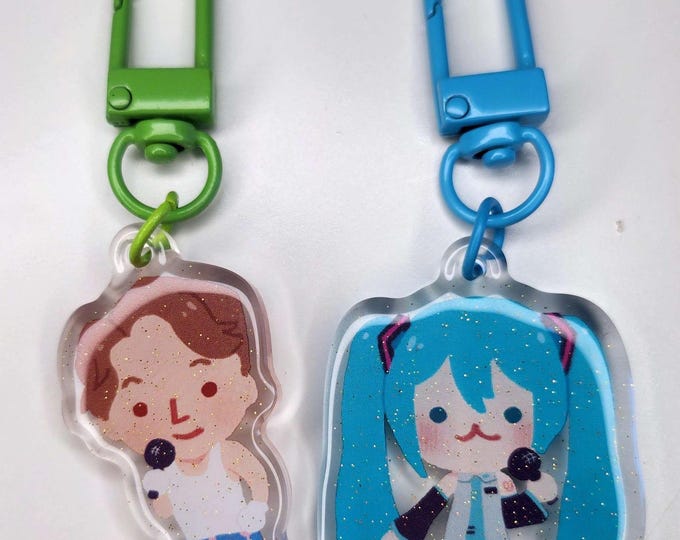 Hatsune Miku & Jerma Matching Heart Magnet Glitter Acrylic Epoxy ...