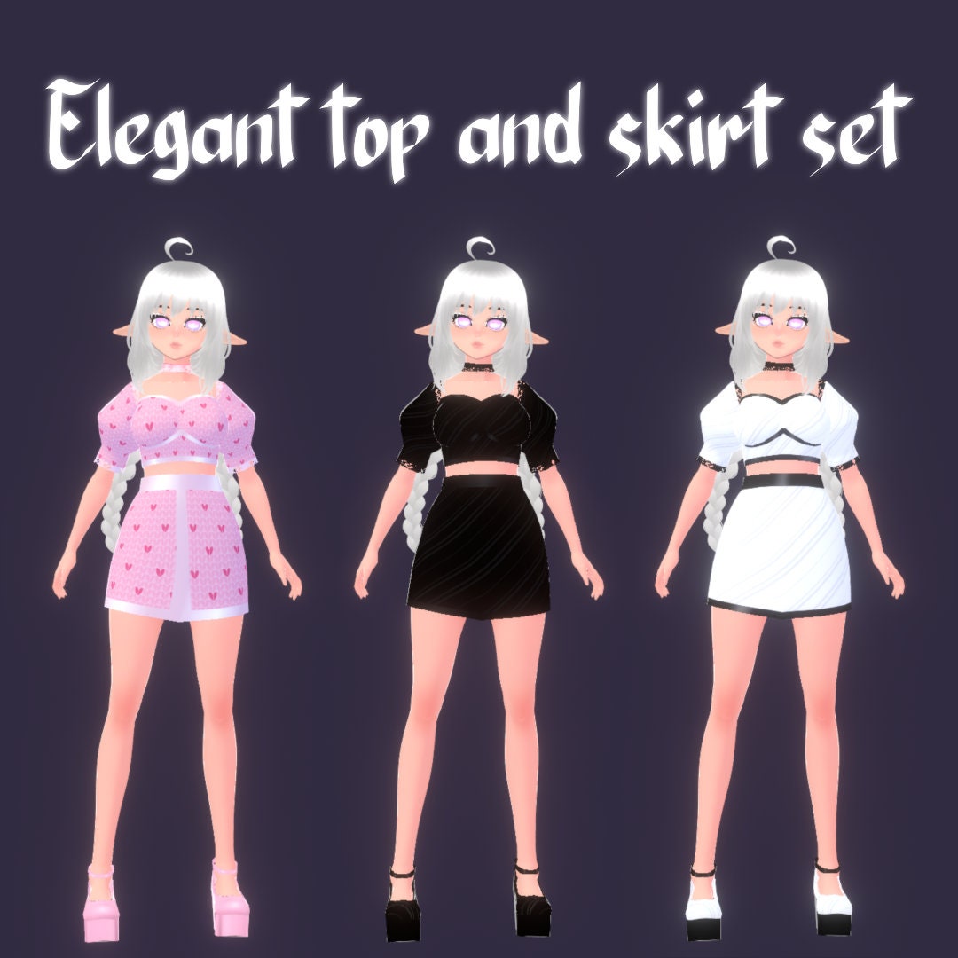Vroid | Elegant Top and Skirt Set - Etsy