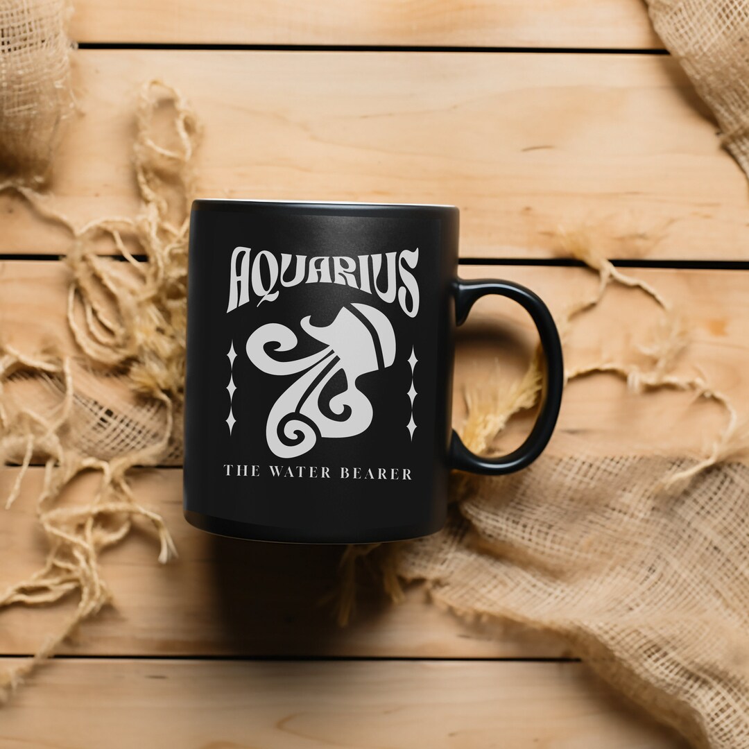 Aquarius Zodiac Sign Coffee Mug 15oz Black Ceramic Mug Gift Under 20 ...
