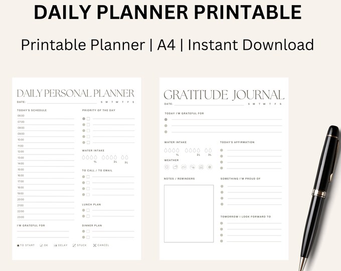 Editable Daily Planner Template | Canva Printable Daily Schedule ...