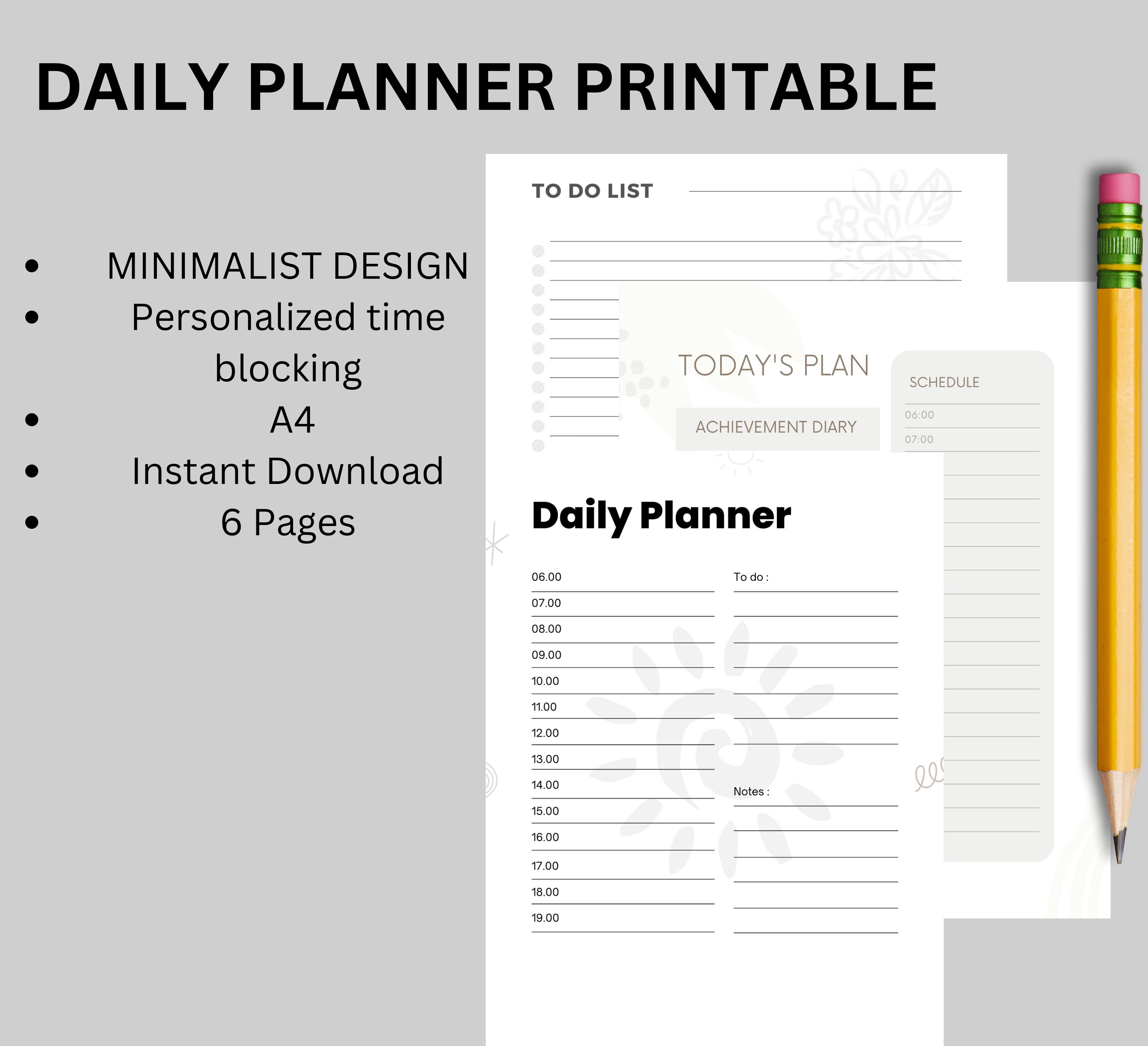 Minimalist Daily Planner Printable,daily Routine, Personal Affirmation ...