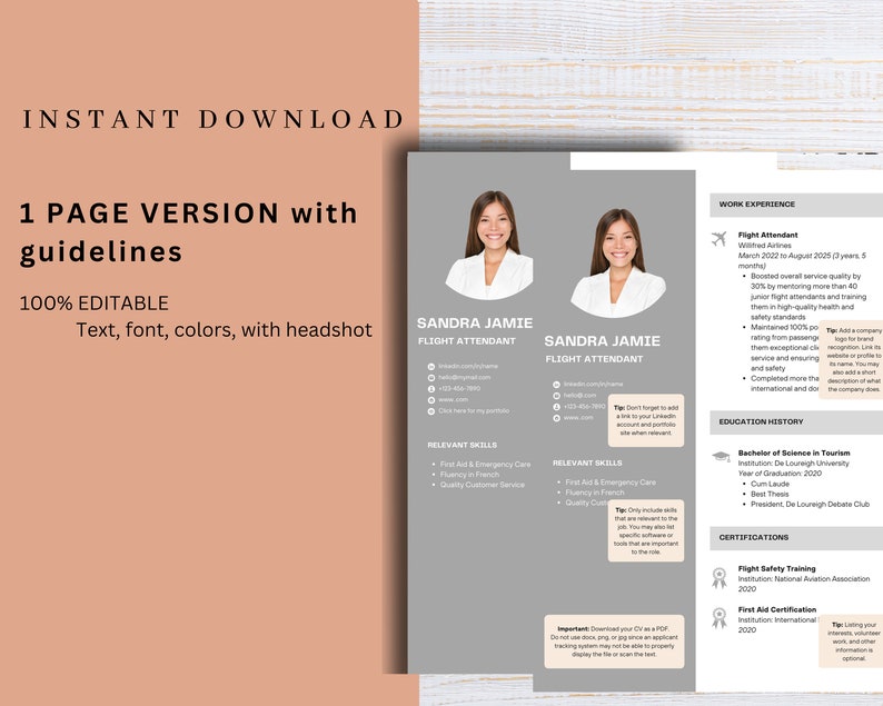 Professional Photo Resume With Guidelines, Headshot Resume, Resume, Cv ...