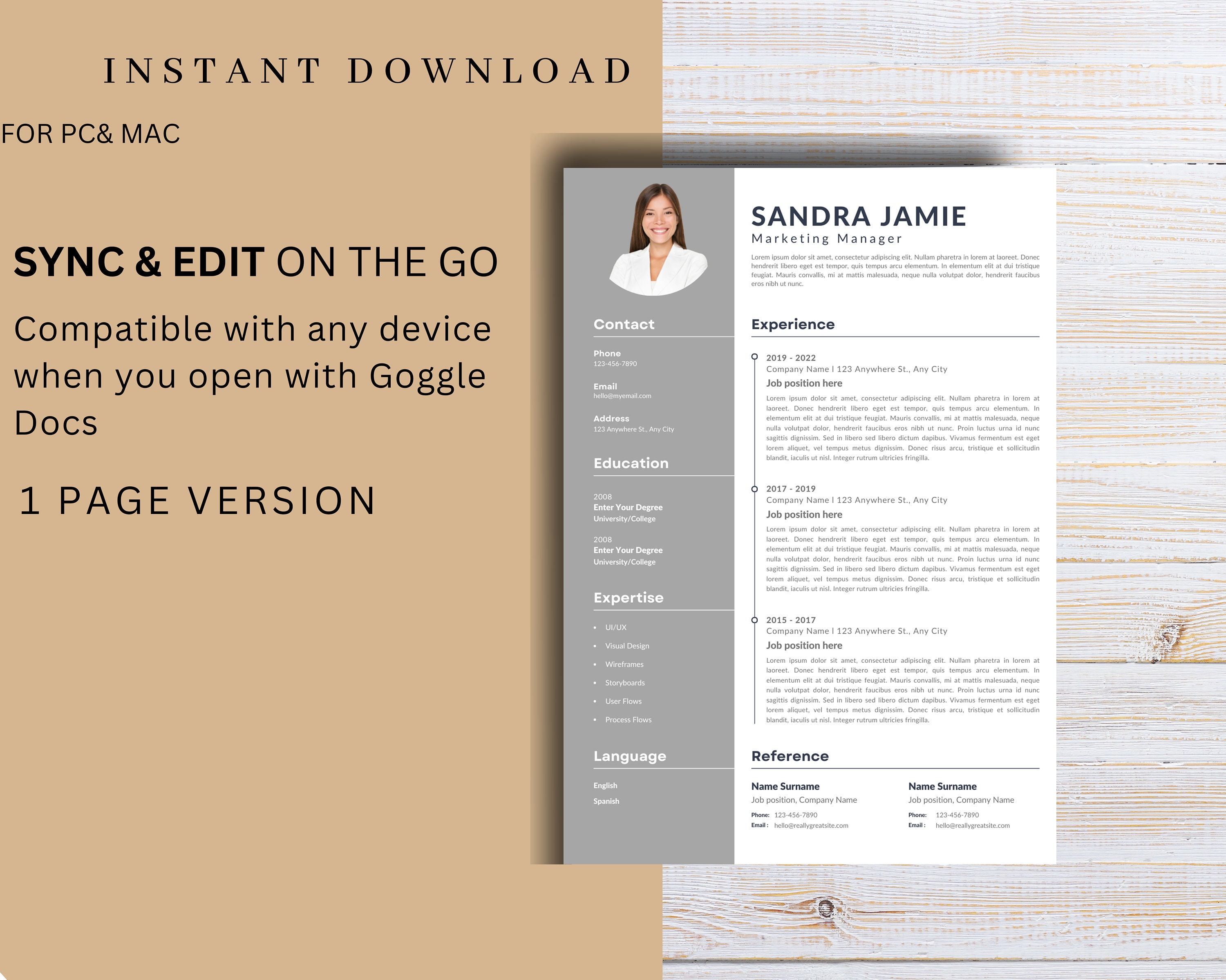 Modern Photo Resumes, Headshot Resume, Resume Google Docs, Cv Template ...