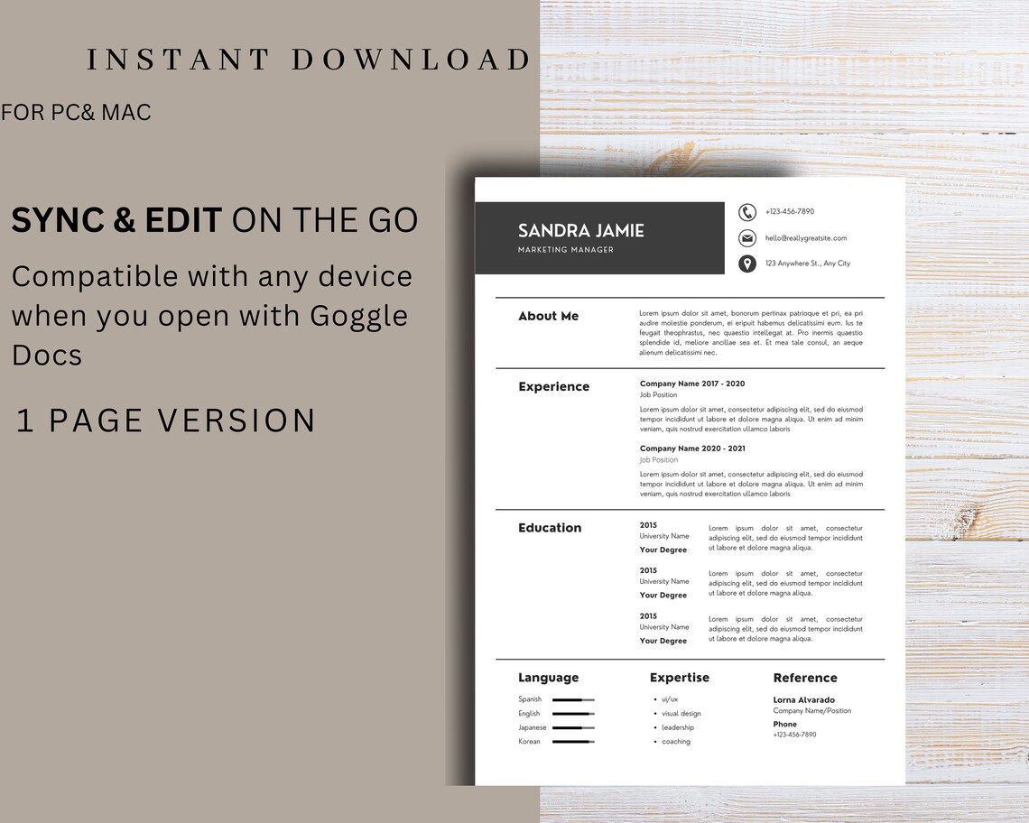 Resume Google Doc, Simple Modern Resume, Cv Template Word, Cv Google ...