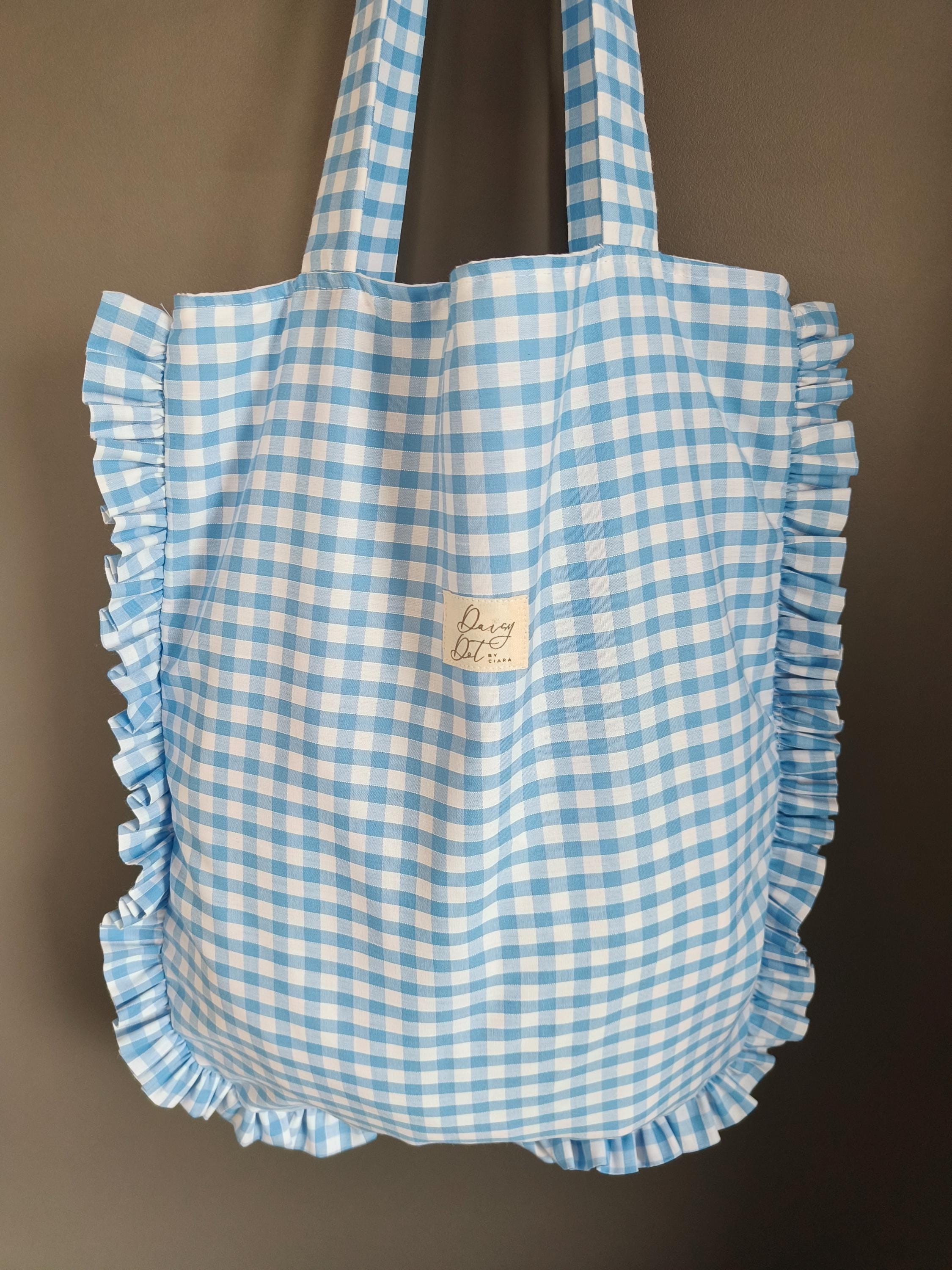 Gingham Ruffle Tote Bag - Etsy