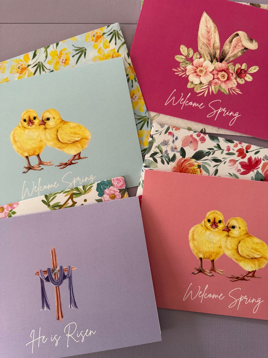 Set of 8 Spring Easter Stationery W/ Handmade Envelopes, 4.5 X 6 Cards ...