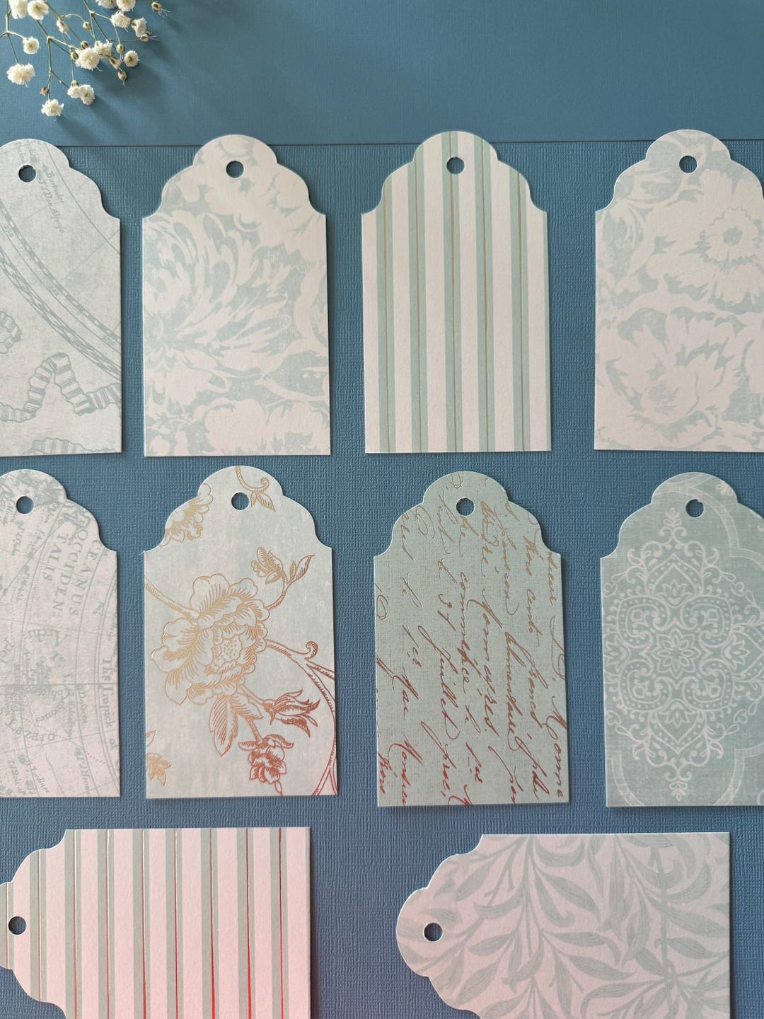 Set of 26 Blue & Silver Gift Tags, Floral Gift Tag, Bridal Gift Tags ...