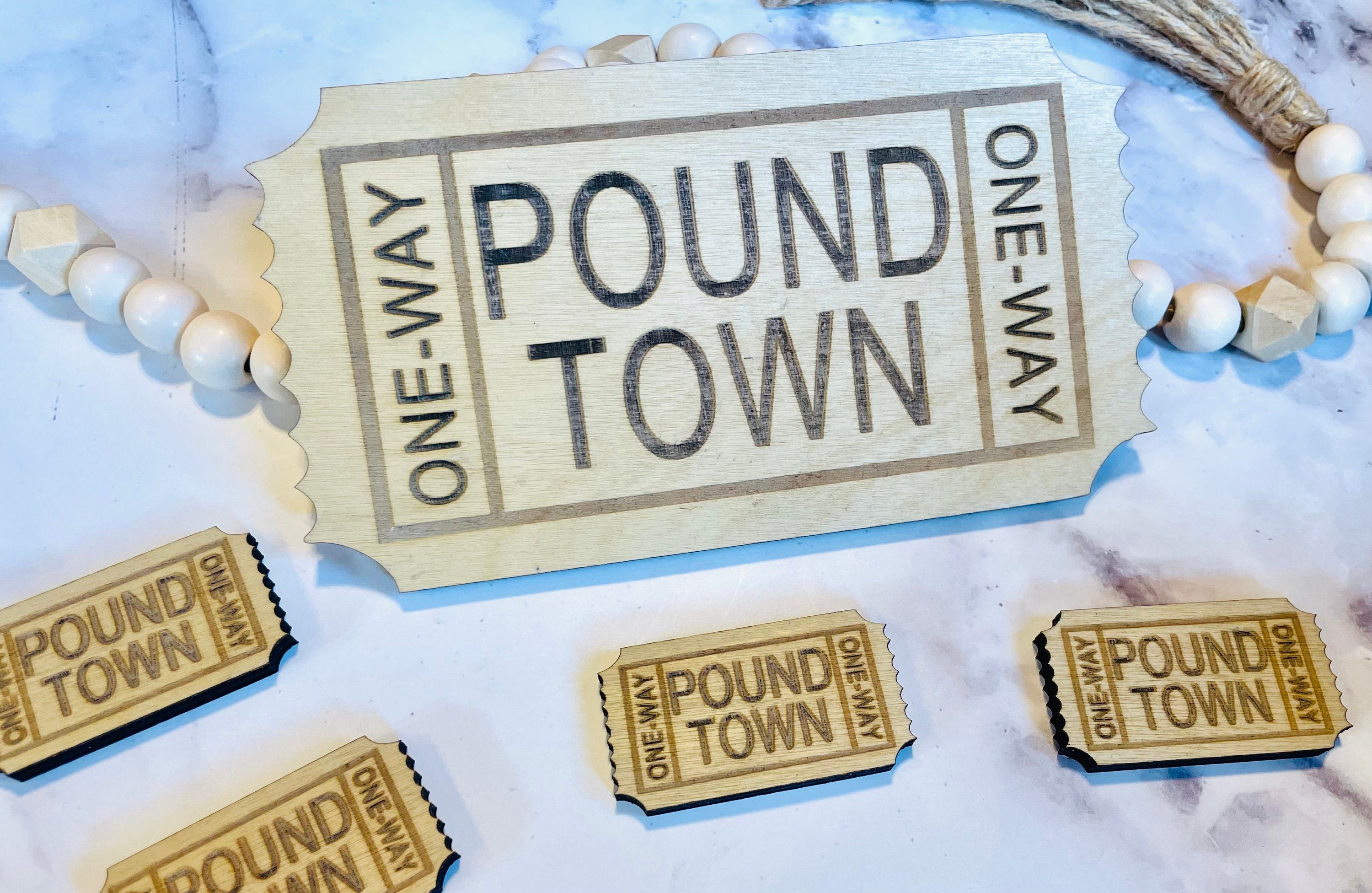 Laser Engraved Wooden Pound Town Ticket, Funny Gift for Him or Her ...