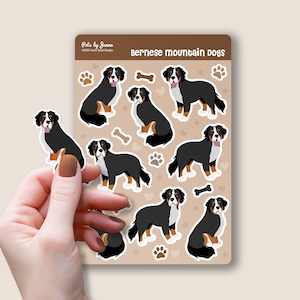 Bernese Mountain Dog Sticker Sheet Glossy Vinyl Cute Berner Dog Paw and ...