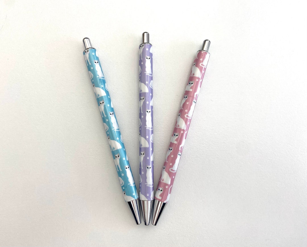 White Cats GEL Pen Epoxy Resin Pen Cute White Cat Gift - Etsy