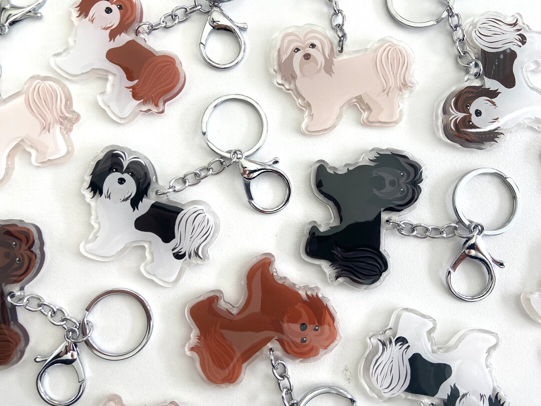Havanese Keychain Cute Dog Charm Clear Plastic and Resin Silver Key ...
