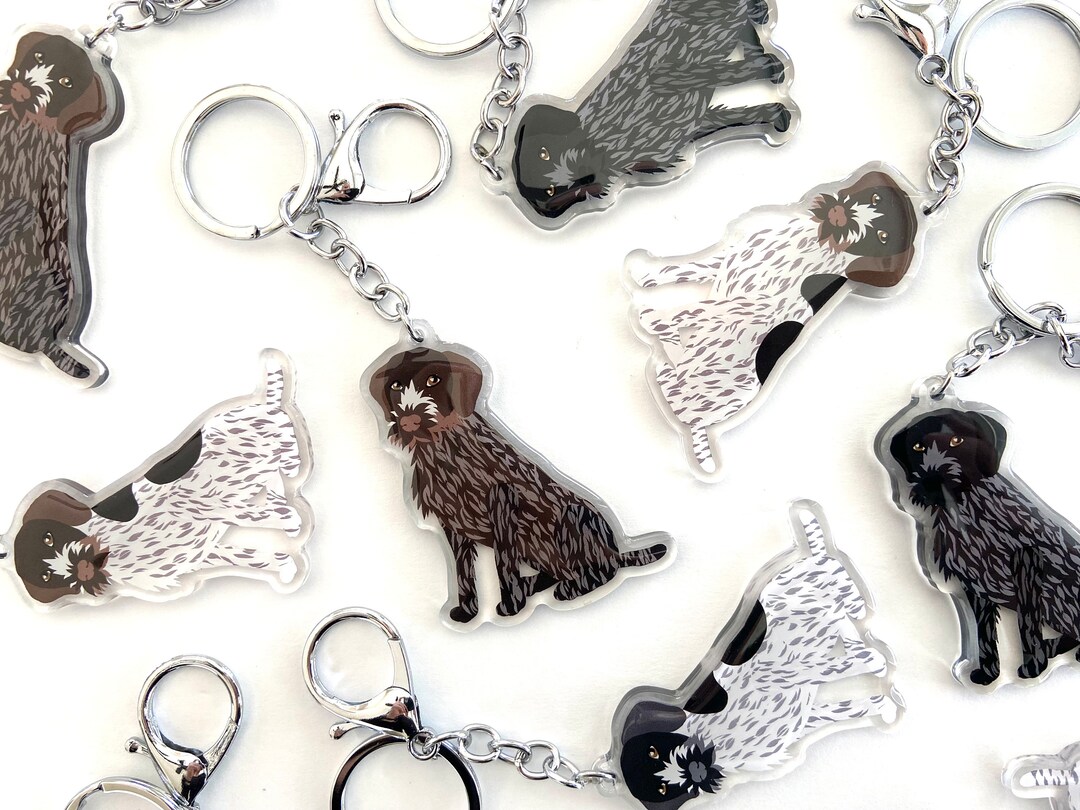 German Wirehaired Pointer Keychain Cute Charm Clear Plastic and Resin ...