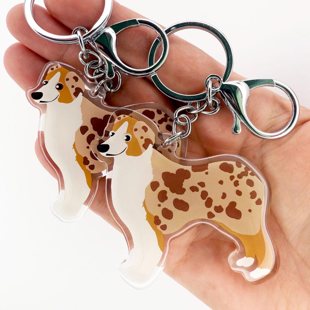 Red Merle Aussie Keychain Cute Australian Shepherd Charm Clear Plastic ...