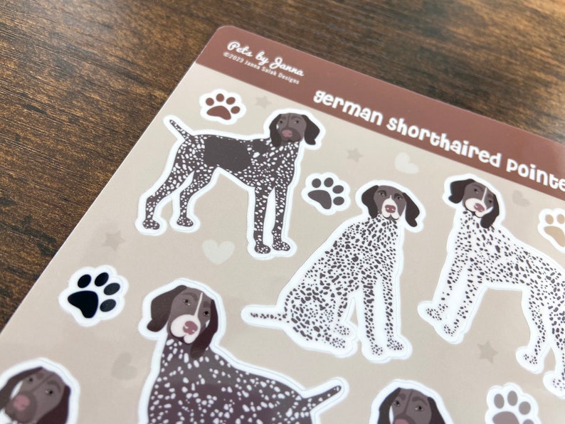 German Shorthaired Pointer Sticker Sheet: Glossy Vinyl GSP Dog Stickers ...