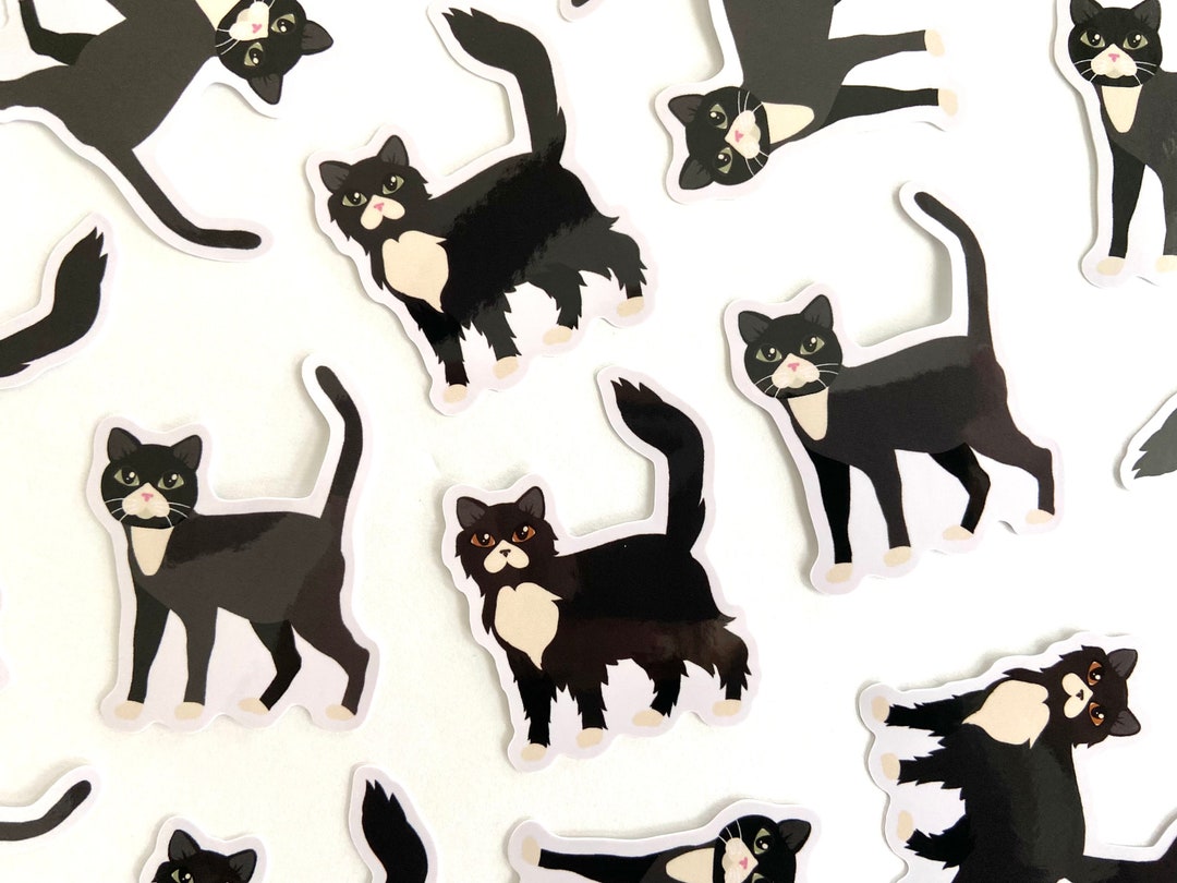 Tuxedo Cat Die Cut Sticker Waterproof Vinyl Sticker Longhaired Tuxedo ...