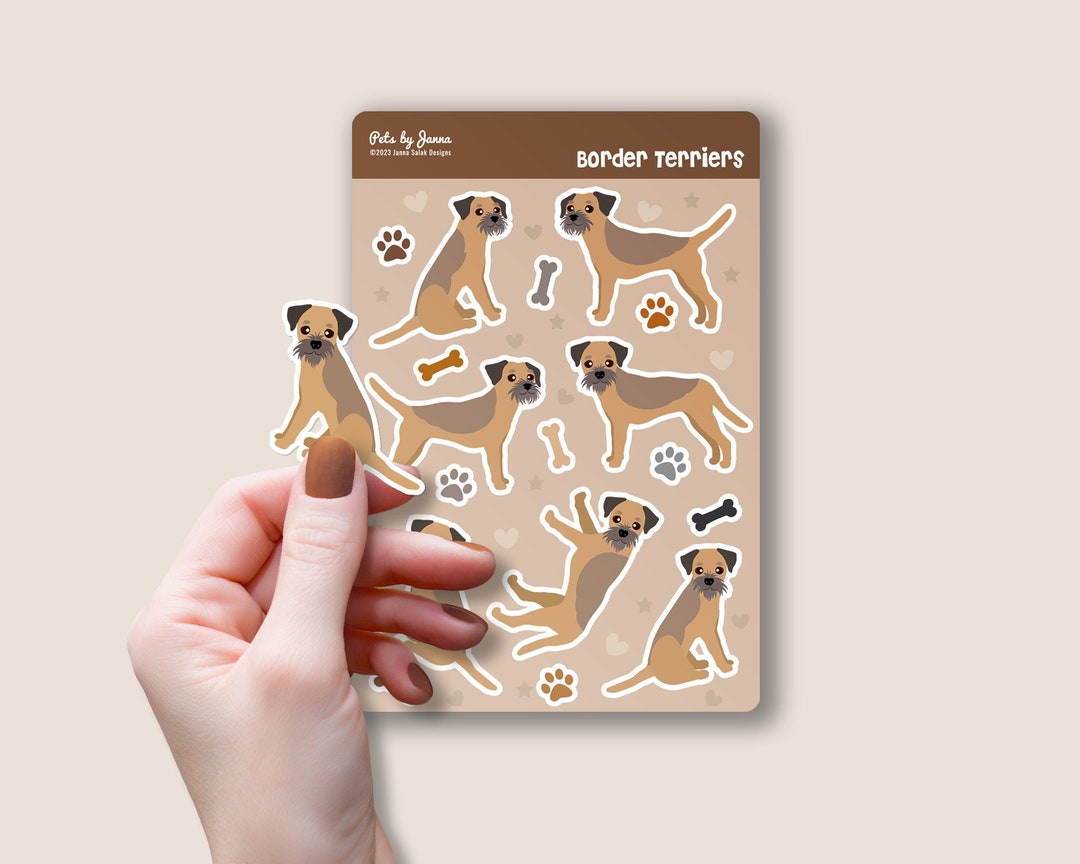 Border Terrier Sticker Sheet Glossy Vinyl Cute Border Terriers Dog Gift ...
