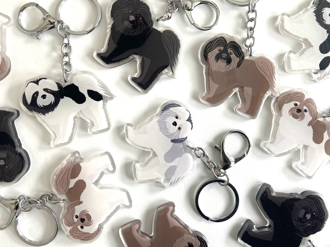 Shih Tzu Keychain Cute Charm Clear Plastic and Resin Silver Key Ring ...