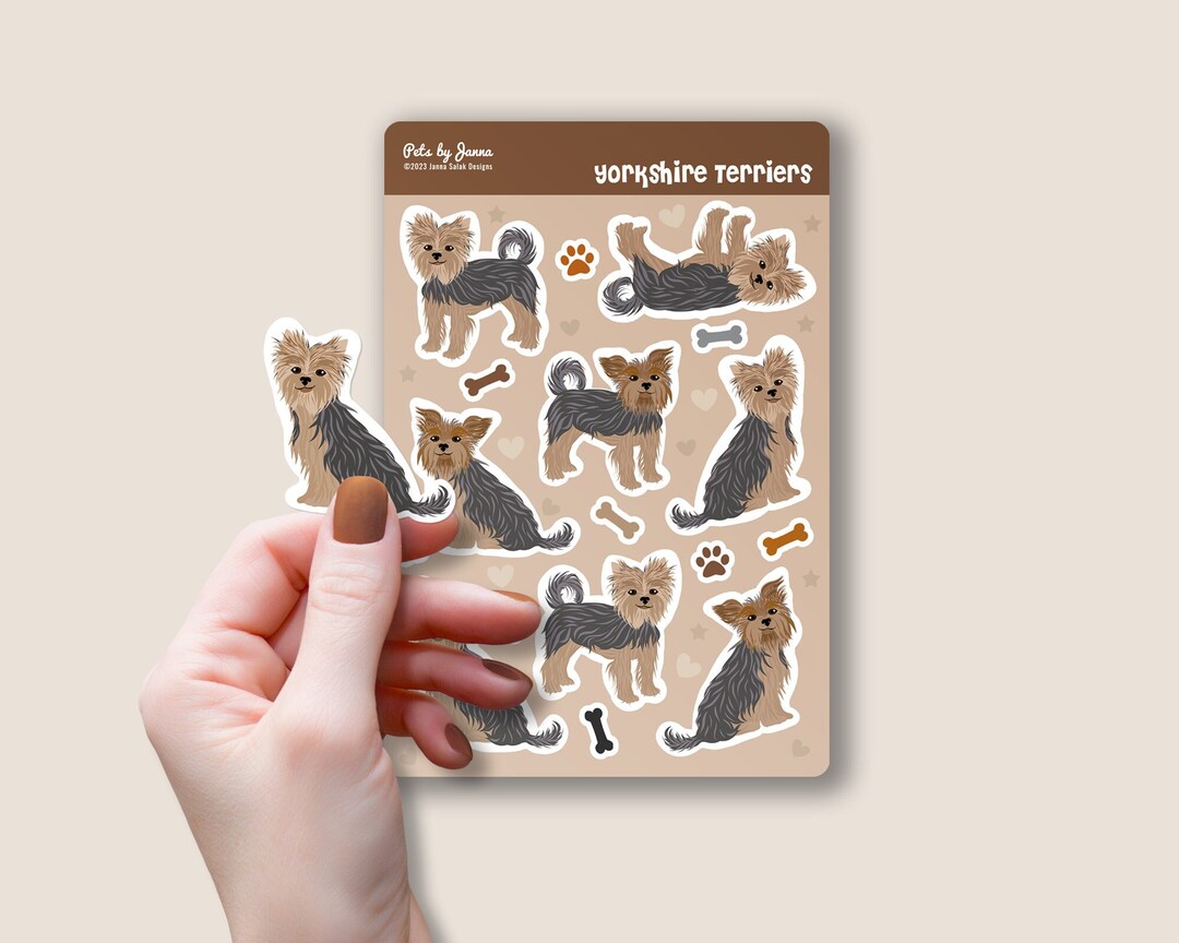 Yorkshire Terrier Sticker Sheet: Glossy Vinyl Yorkie Dog Stickers - Etsy