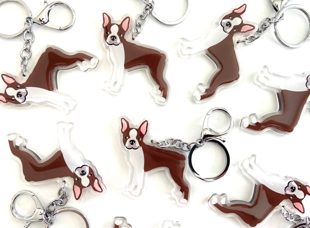 Seal Boston Terrier Keychain Cute Dog Charm Clear Acrylic and Resin ...