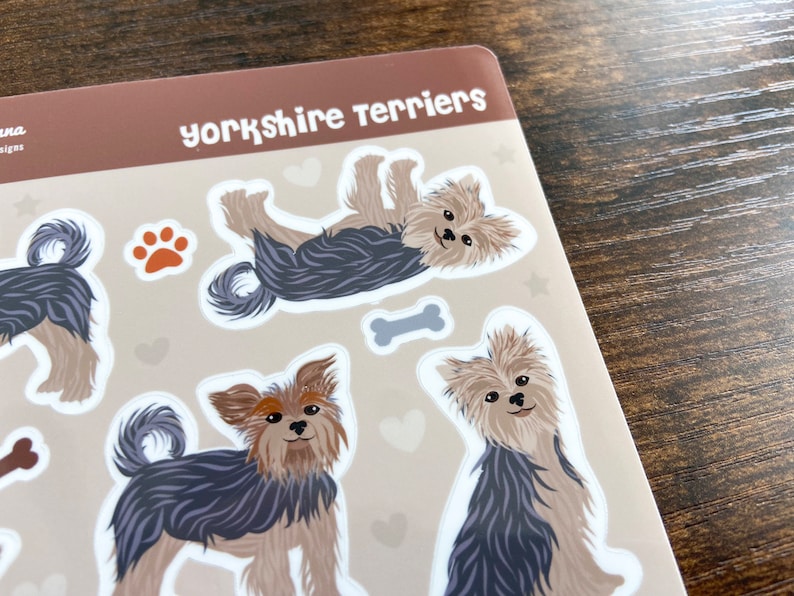 Yorkshire Terrier Sticker Sheet: Glossy Vinyl Yorkie Dog Stickers - Etsy