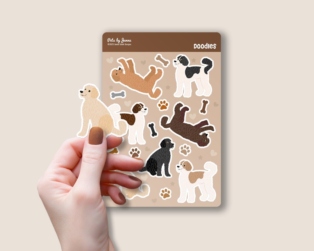 Doodle Sticker Sheet Glossy Vinyl Cute Labradoodle Goldendoodle Dogs ...
