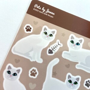 White Cat Sticker Sheet: Glossy Vinyl Water-resistant Stickers - Etsy
