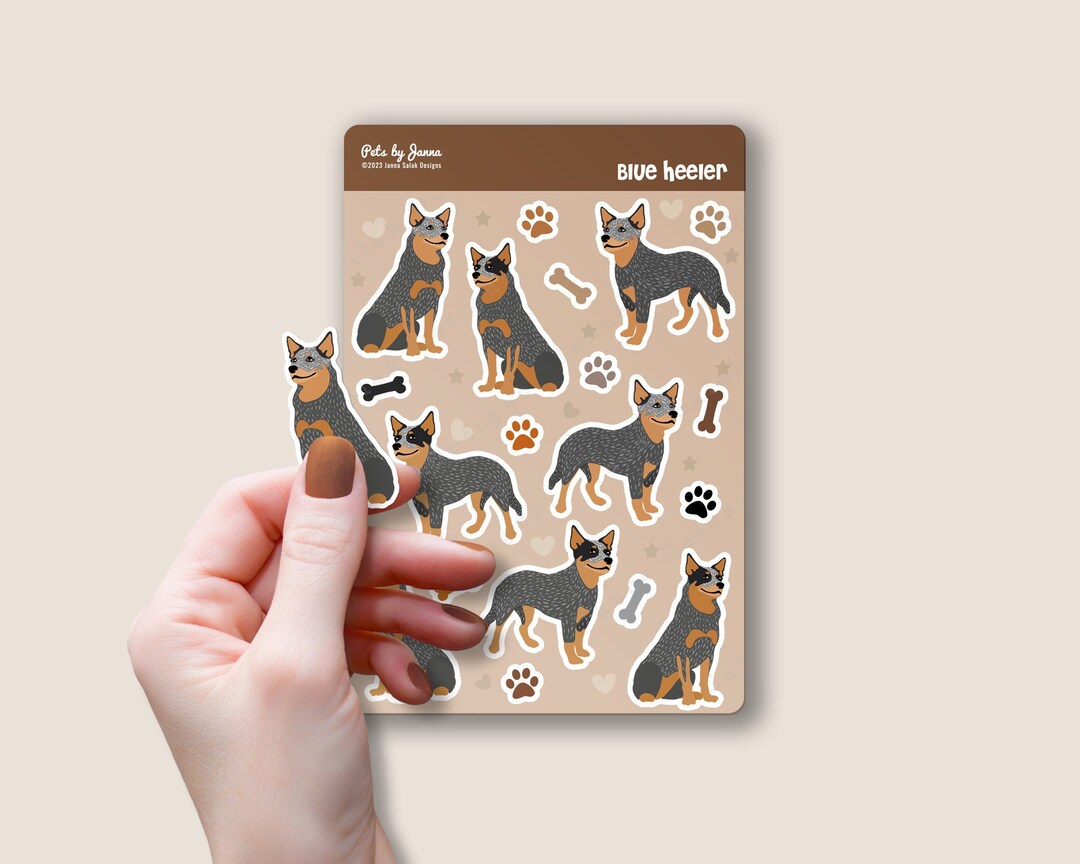 Blue Heeler Sticker Sheet: Glossy Vinyl Australian Cattle Dog Stickers ...