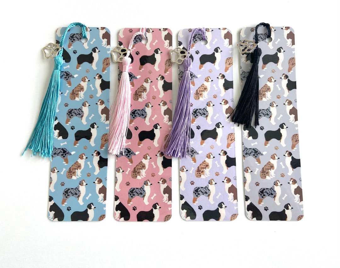 Australian Shepherd Bookmark: Dog Paw Charm, Tassel - Aussie Lover Gift ...