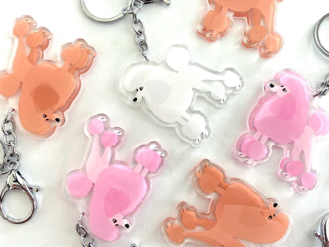 Poodle Keychain Cute Charm Clear Plastic and Resin Silver Key - Etsy